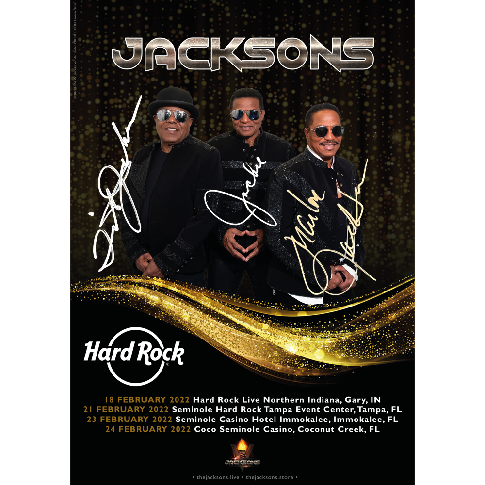 The Jacksons "Hard Rock" 2022 Tour Poster A3 Signed | Jackson merchandise